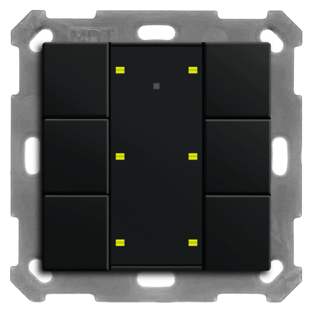 KNX Taster Plus 55 6-fach, Schwarz matt MDT BE-TA55P606.02 - Online ...